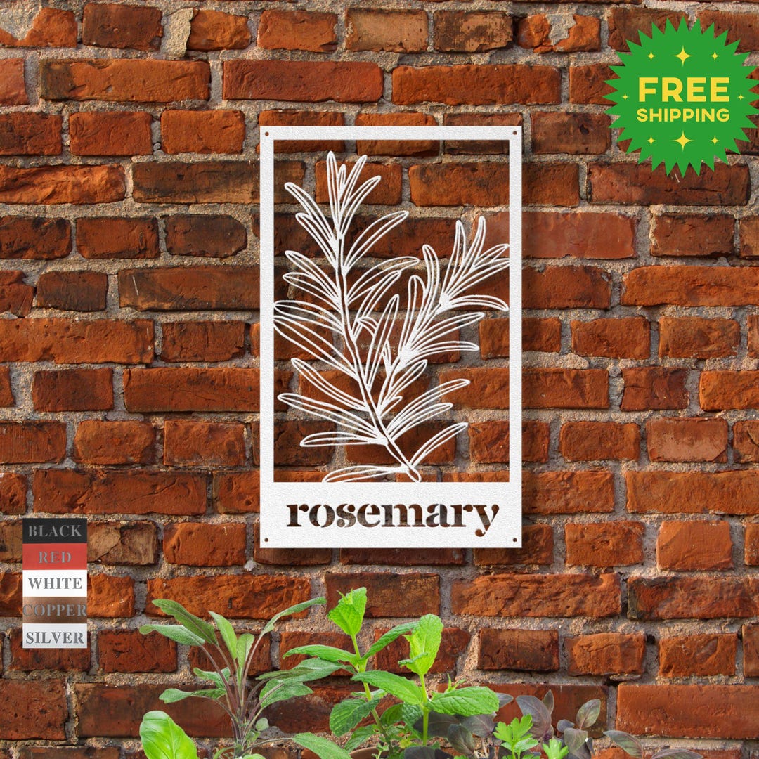 Metal Rosemary Wall Art | Kitchen Herb Sign | Culinary Rosemary Decor ...