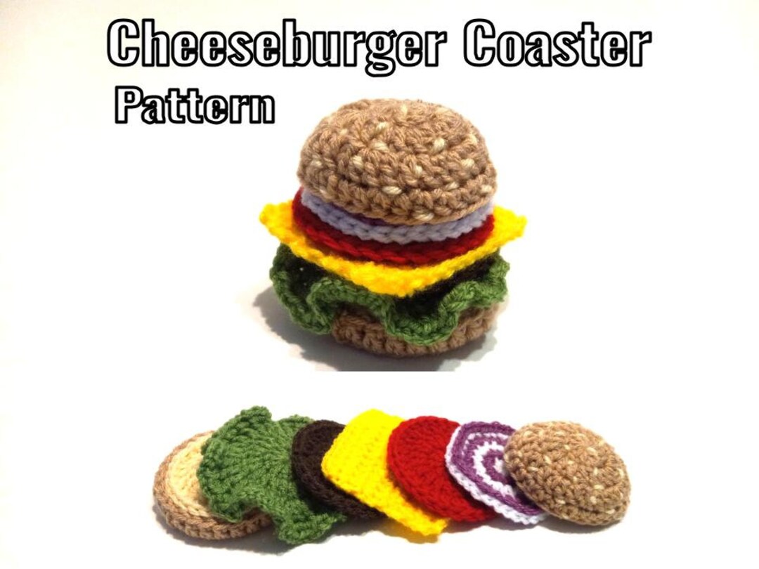 Crochet Cheeseburger Coaster Pattern - PDF Instructions Only - Etsy