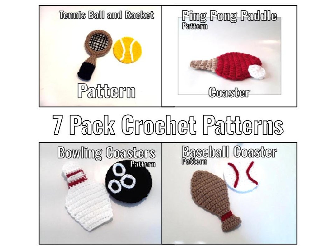 Crochet Pattern Pack PDF Only Baseball, Baseball Bat, Tennis Racket ...