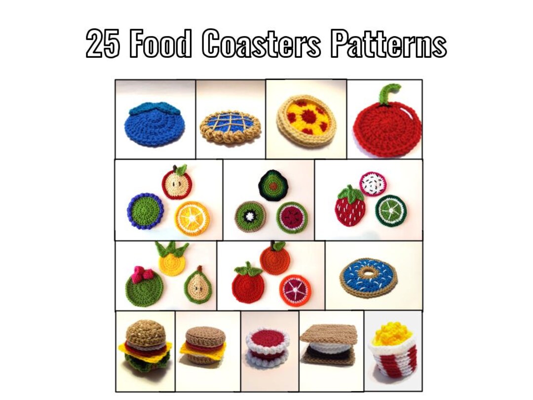 25 Crochet Food Coaster Patterns - PDF Instructions Only - Etsy