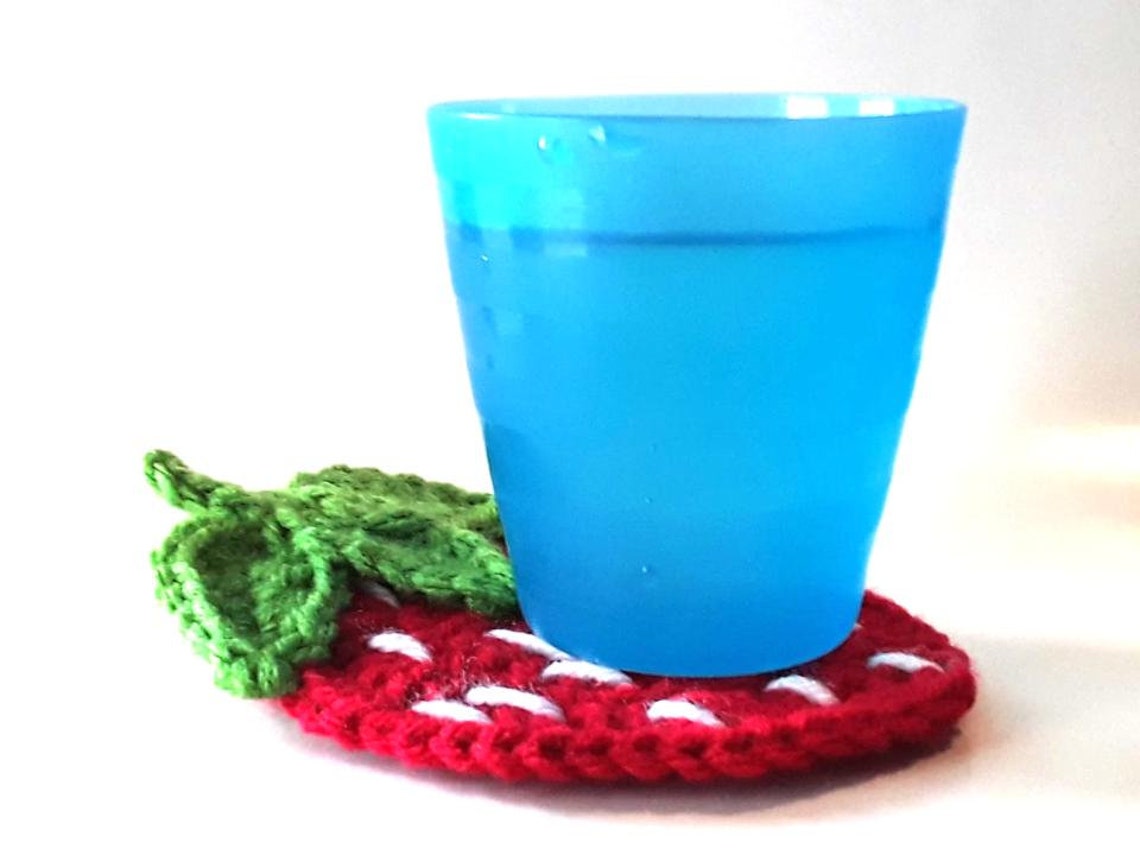 Crochet Strawberry Coaster Pattern - PDF - Etsy