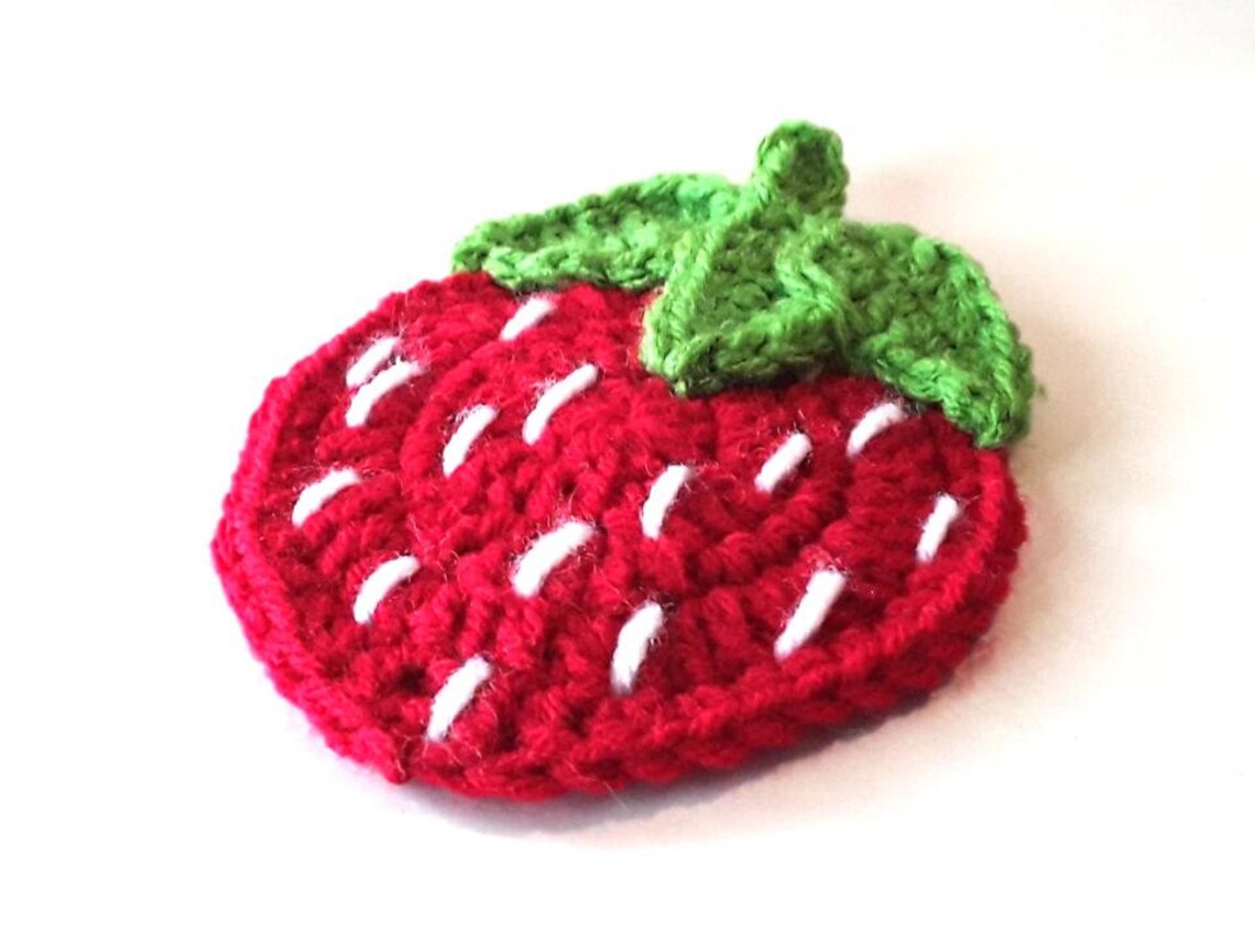 Crochet Strawberry Coaster Pattern - PDF - Etsy