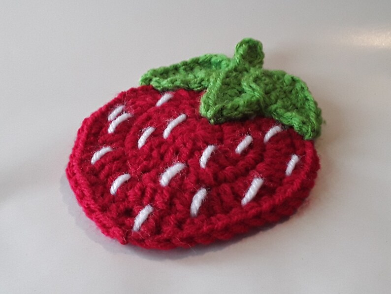 Crochet Strawberry Coaster Pattern PDF - Etsy