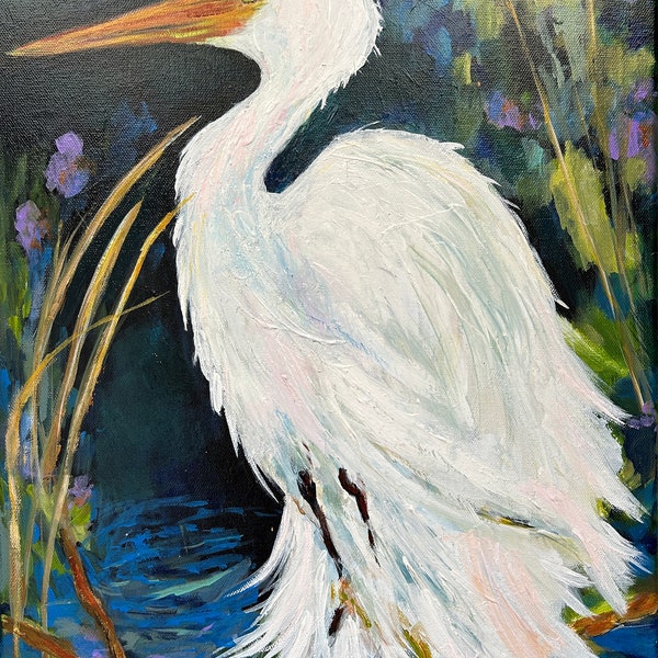 Egret Painting - Etsy