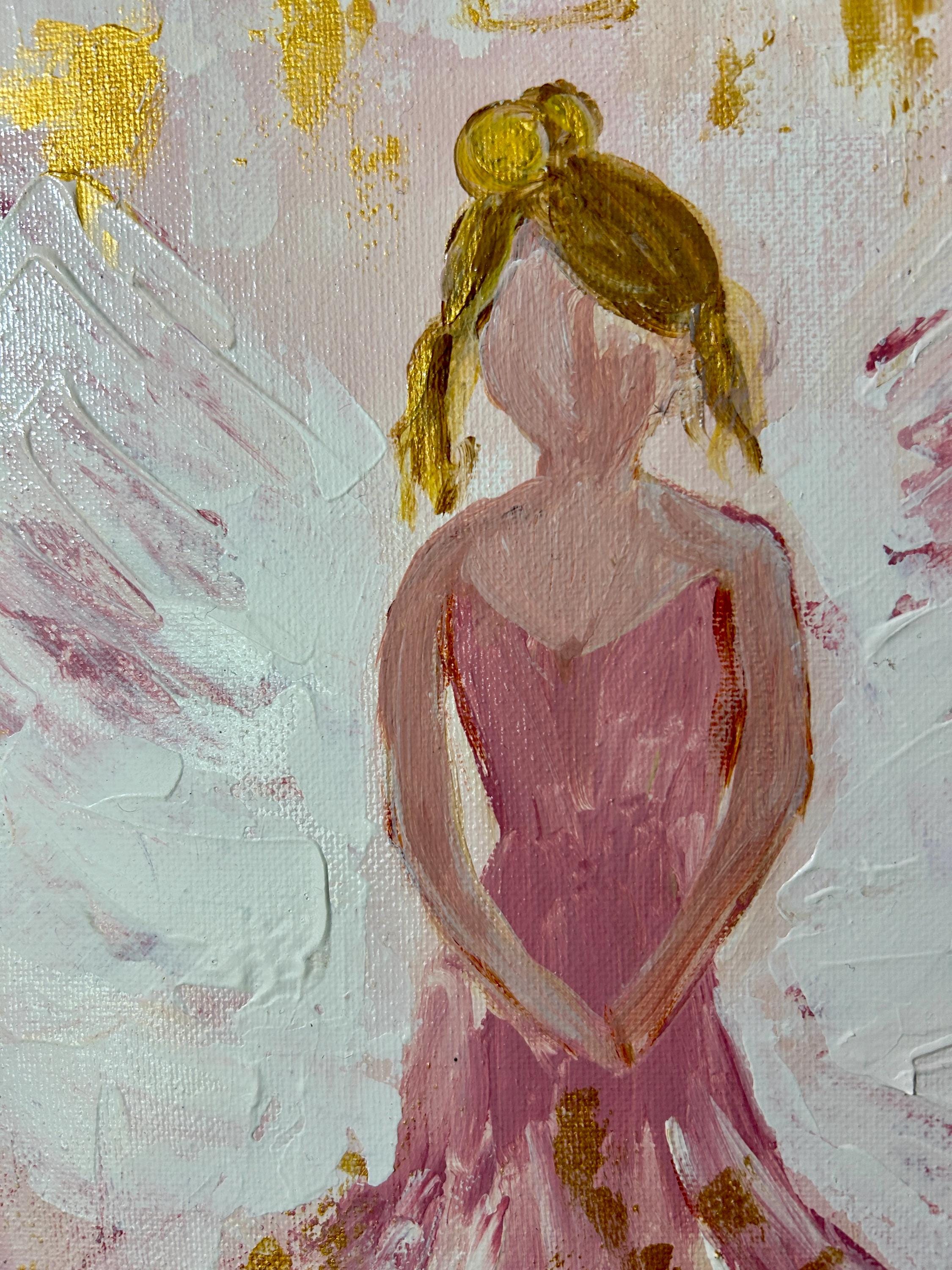 Angel Painting, Original Angel Art, Guardian Angel, Pink Angel, Gift ...