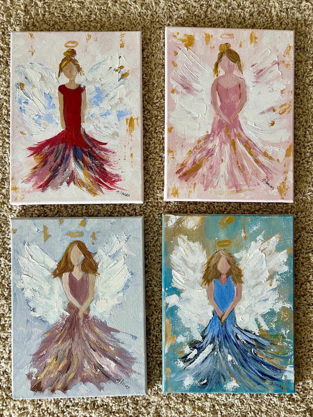 Angel Painting, Original Angel Art, Guardian Angel, Pink Angel, Gift ...
