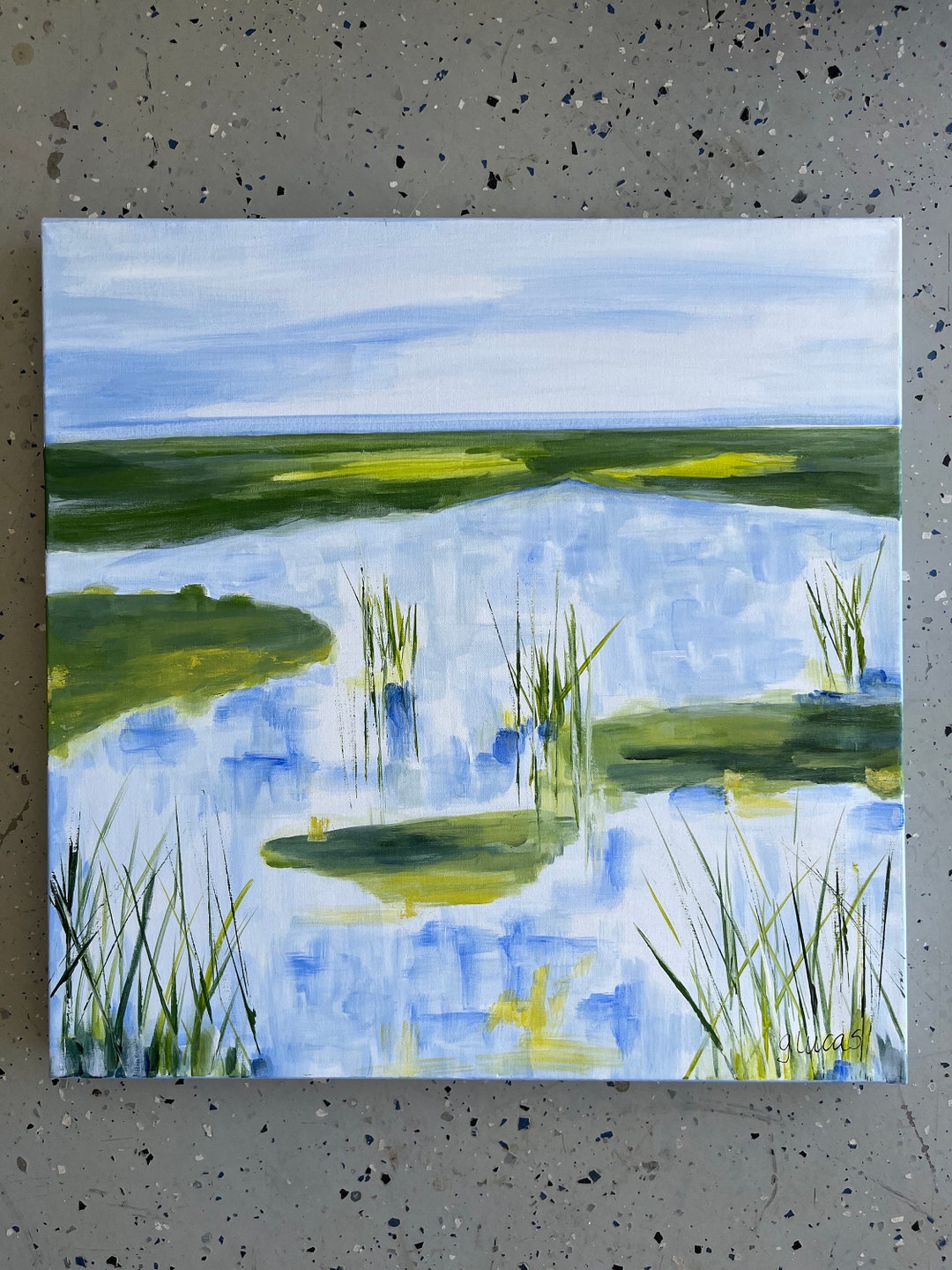 Unframed Coastal Artwork, Marsh Painting, Abstract Marsh Painting on ...