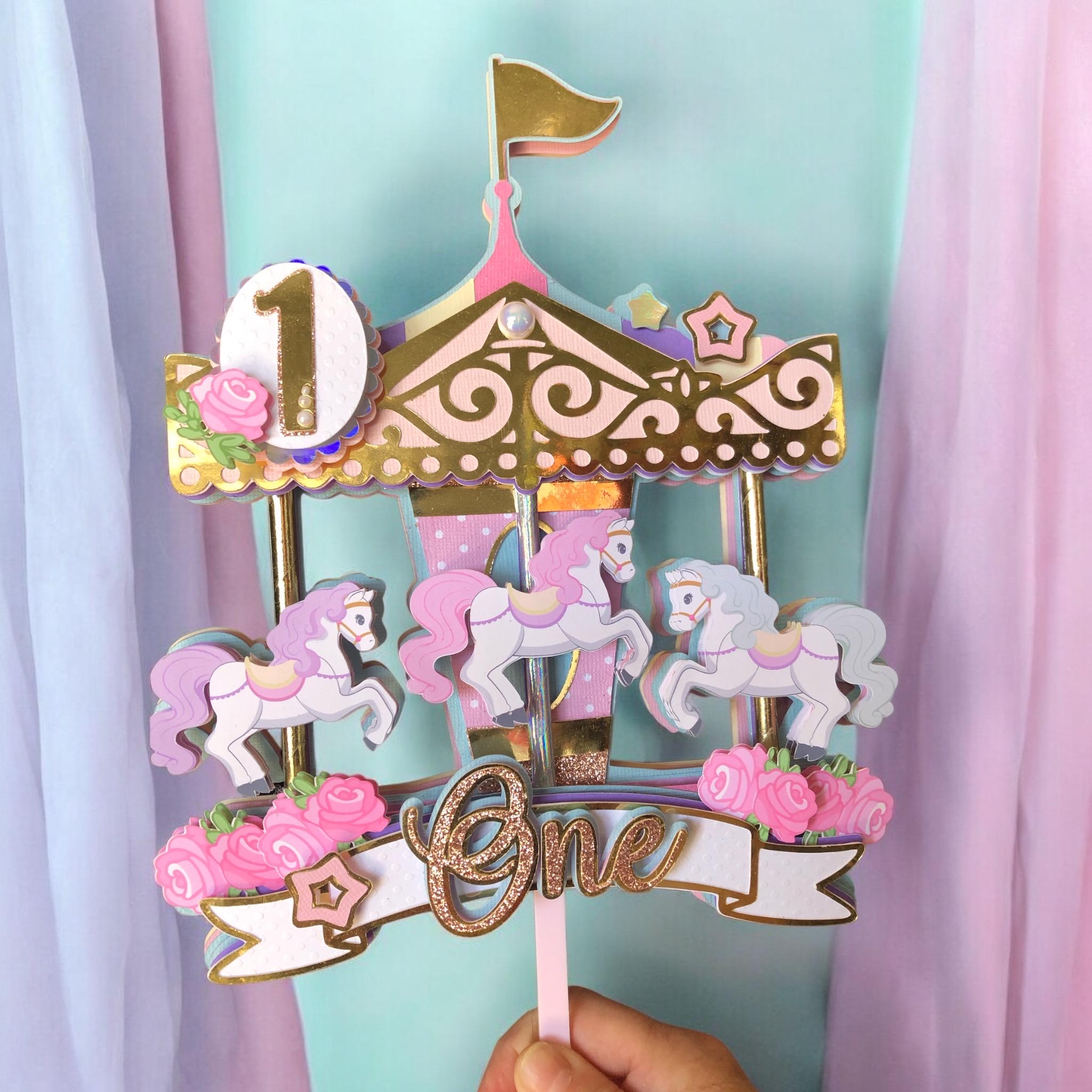 Light-up Carousel Cake Topper | Carousel Birthday Topper for First ...