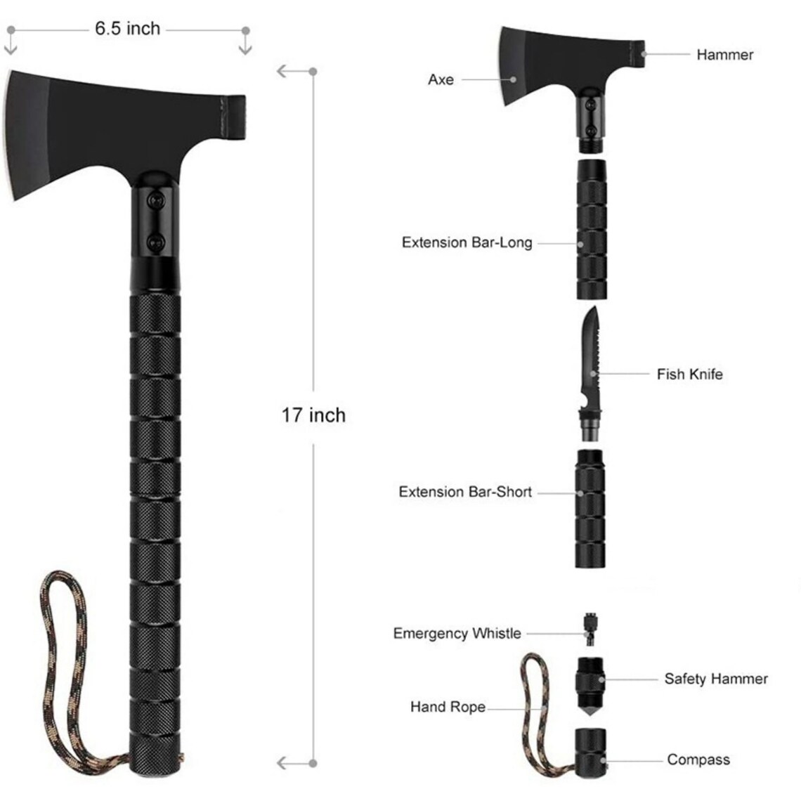 Foldable Tactical Axe Multi Tool Kit Emergency Gear Tourist Axe ...