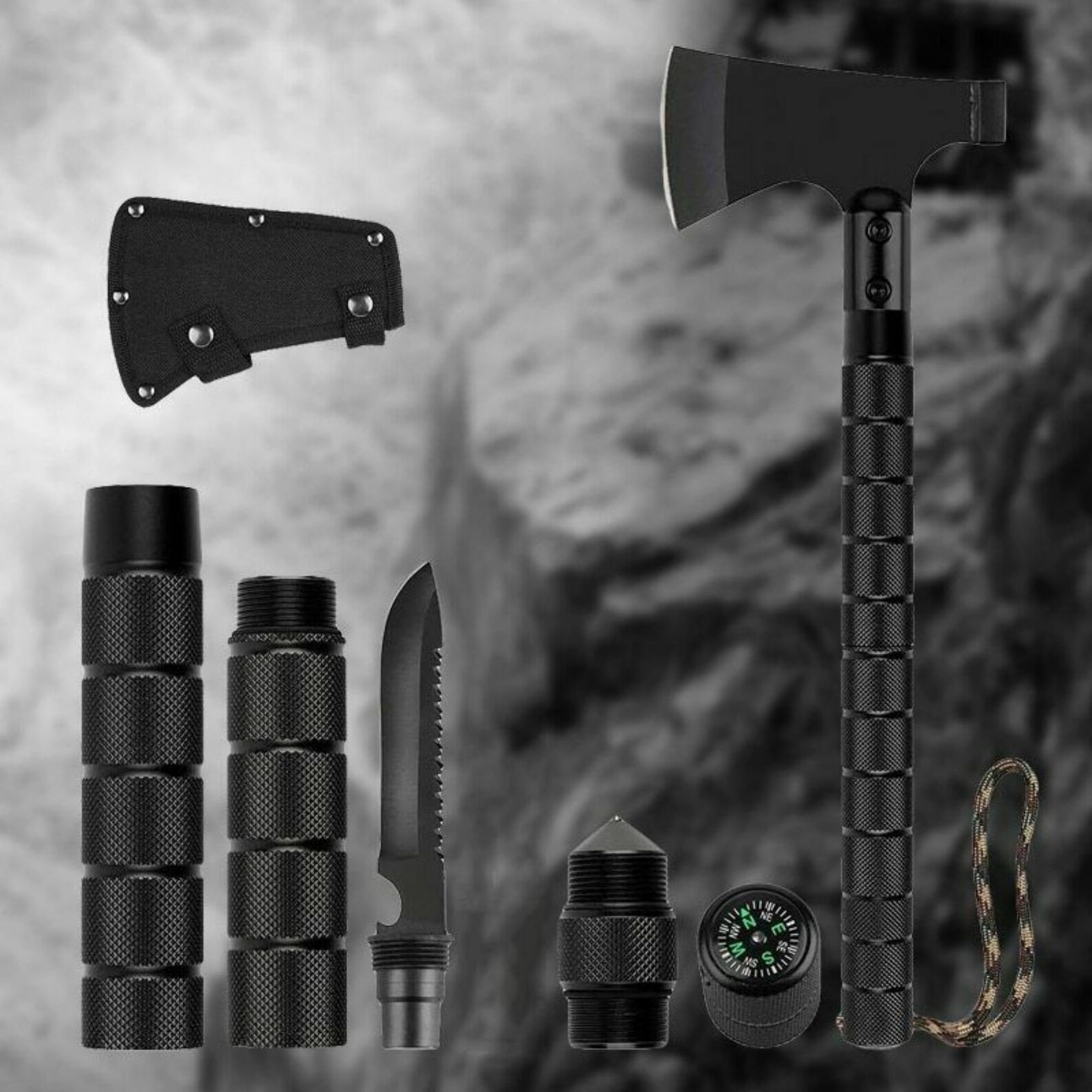 Foldable Tactical Axe Multi Tool Kit Emergency Gear Tourist Axe ...