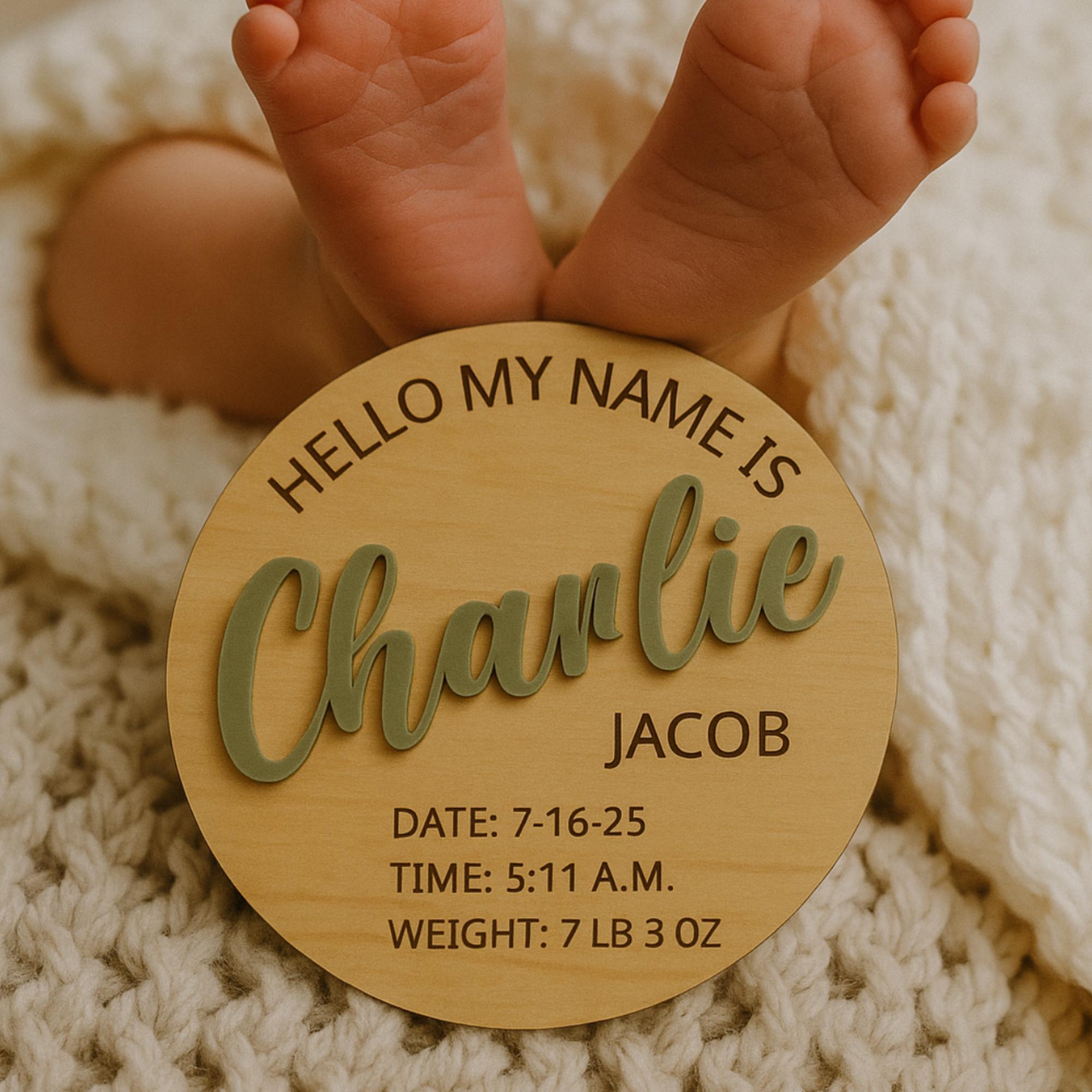 Wooden Birth Stat Sign Hospital Sign Baby Name Reveal Prop Photo ...