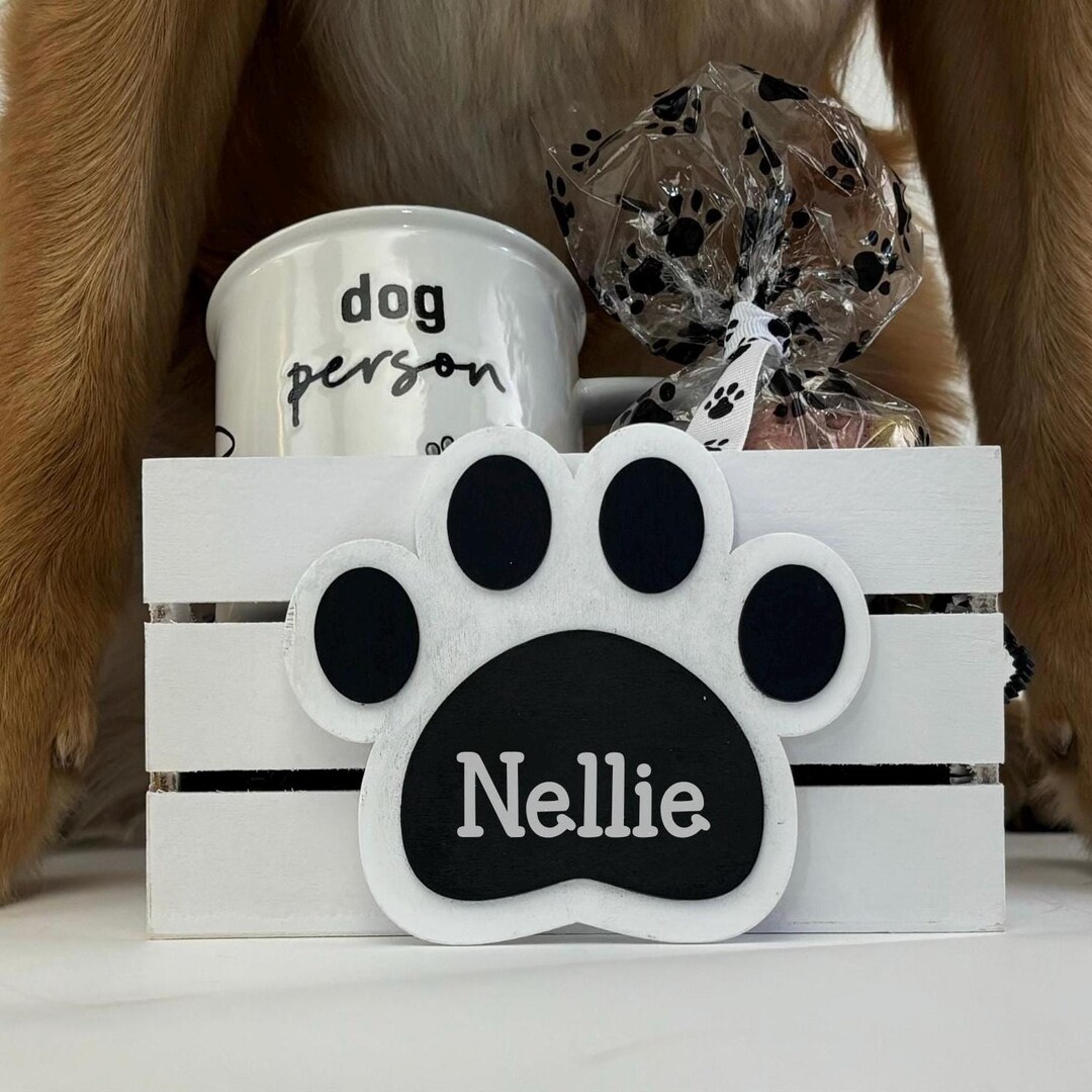 Personalized Dog Toy Basket Gift for Dog Lover Custom Wood Storage Box ...