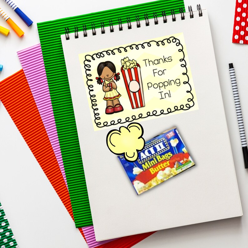 Thanks for Popping in Popcorn Tag Welcome Back to School Meet the ...