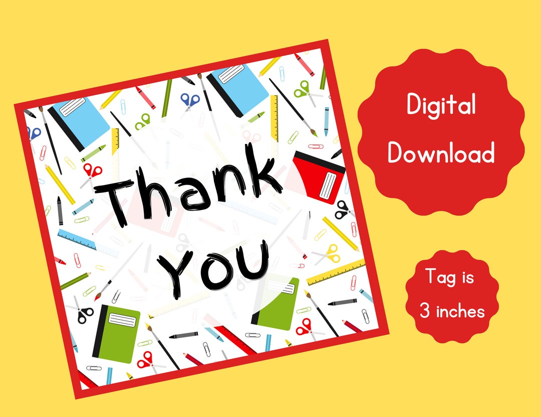Printable Teacher Thank You Tag Teacher Appreciation Gift Tag Printable ...