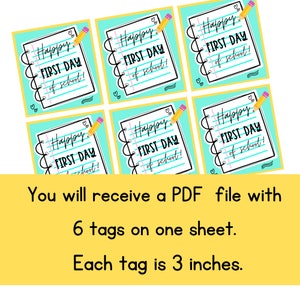 Happy First Day of School Tag Printable Back to School Tag Cookie or ...