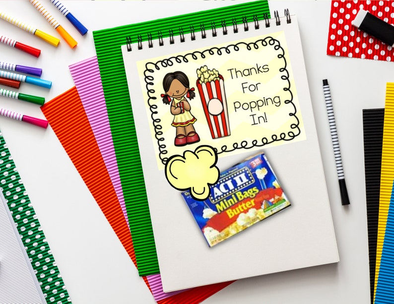 Thanks for popping In Popcorn Tag Welcome Back - Etsy