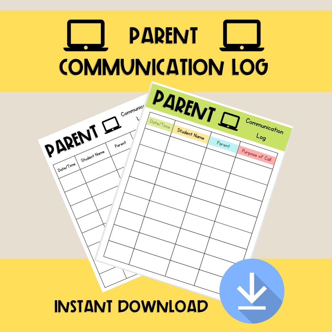 Parent Communication Log Contact Form Teacher Call Log Contact Log ...