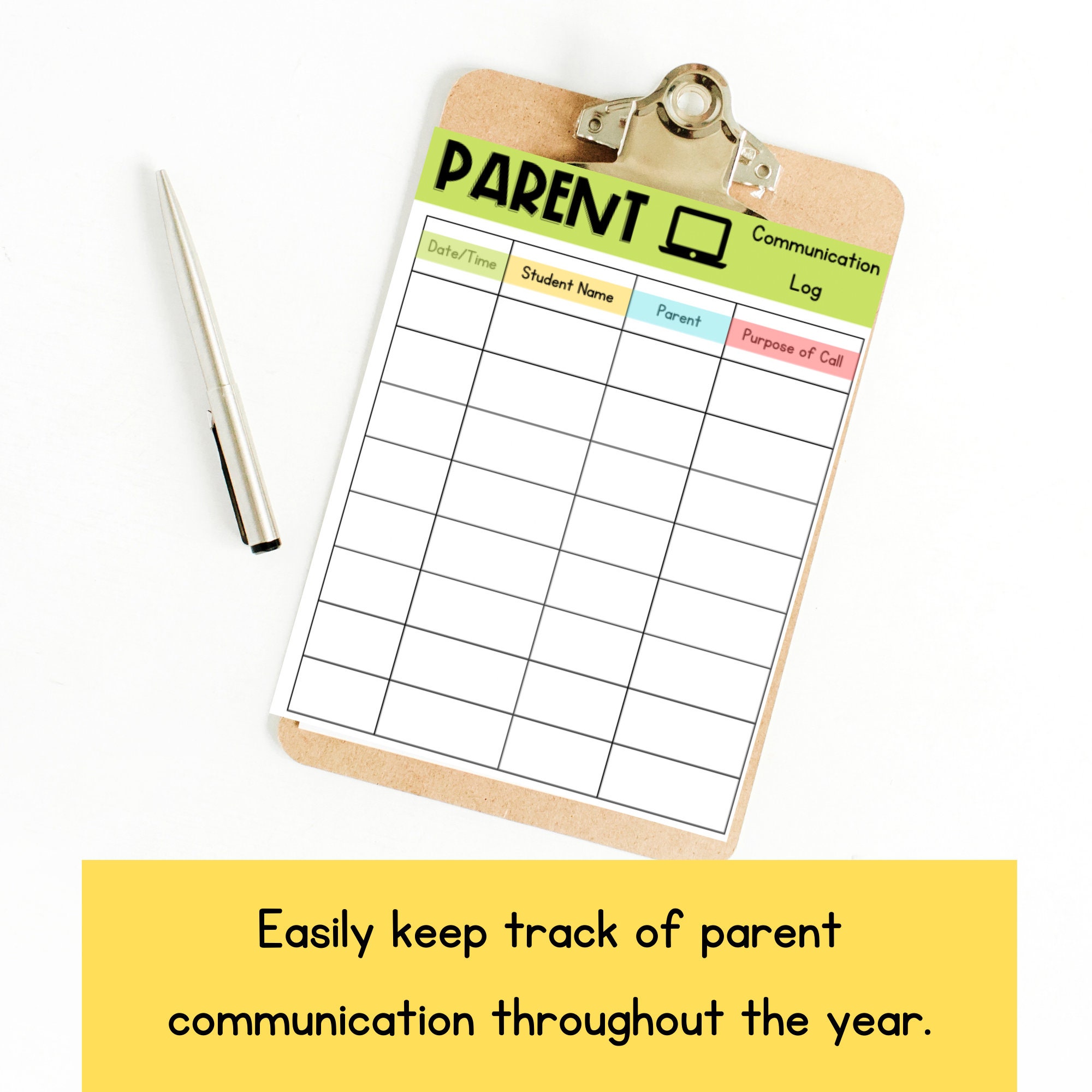Parent Communication Log Contact Form Teacher Call Log Contact Log ...