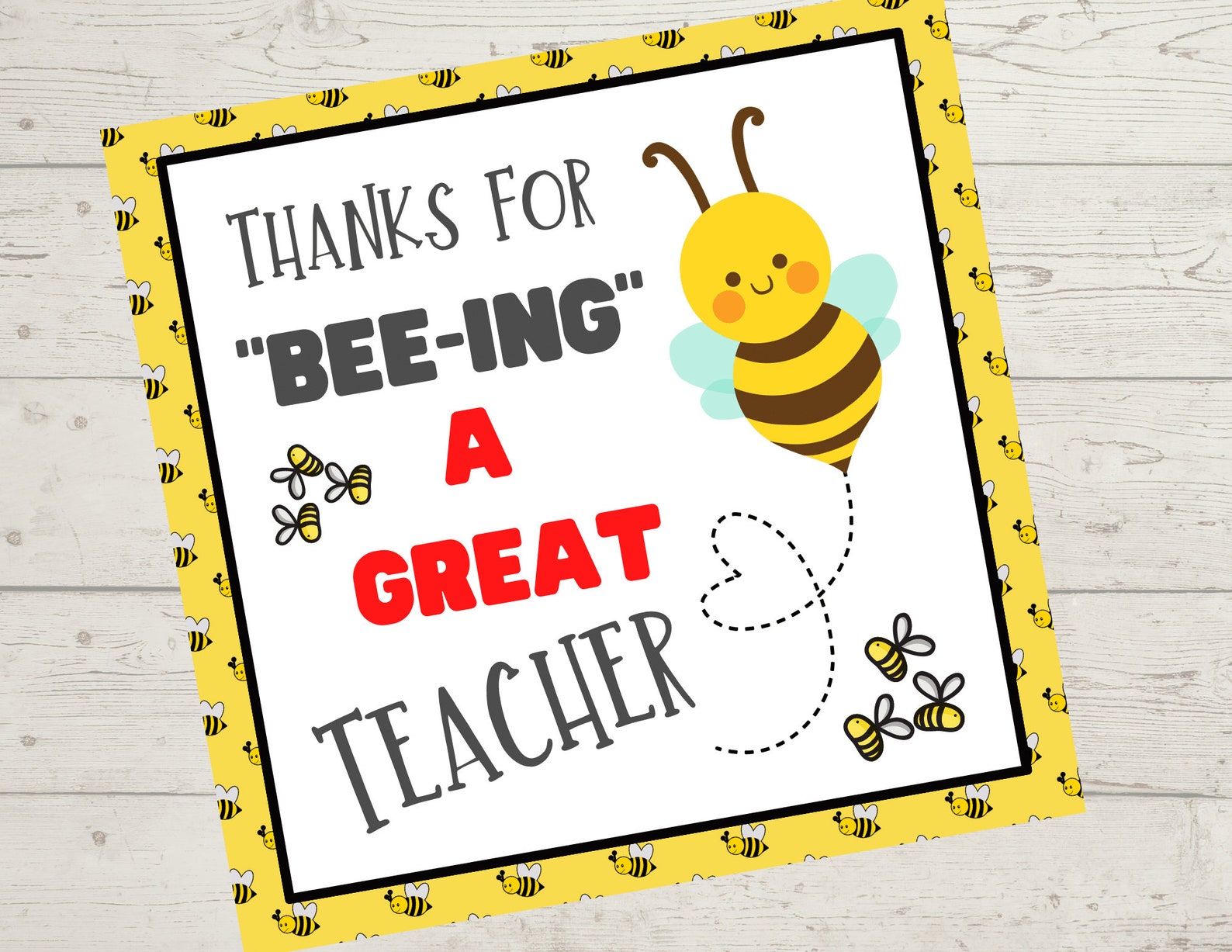 Thanks for Bee-ing A Great Teacher Printable Gift Tag - Etsy