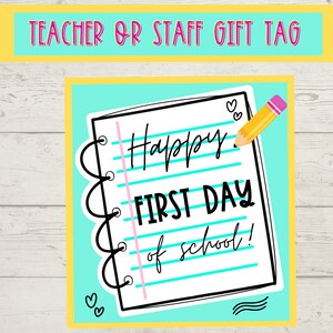 Happy First Day of School Tag Printable Back to School Tag Cookie or ...