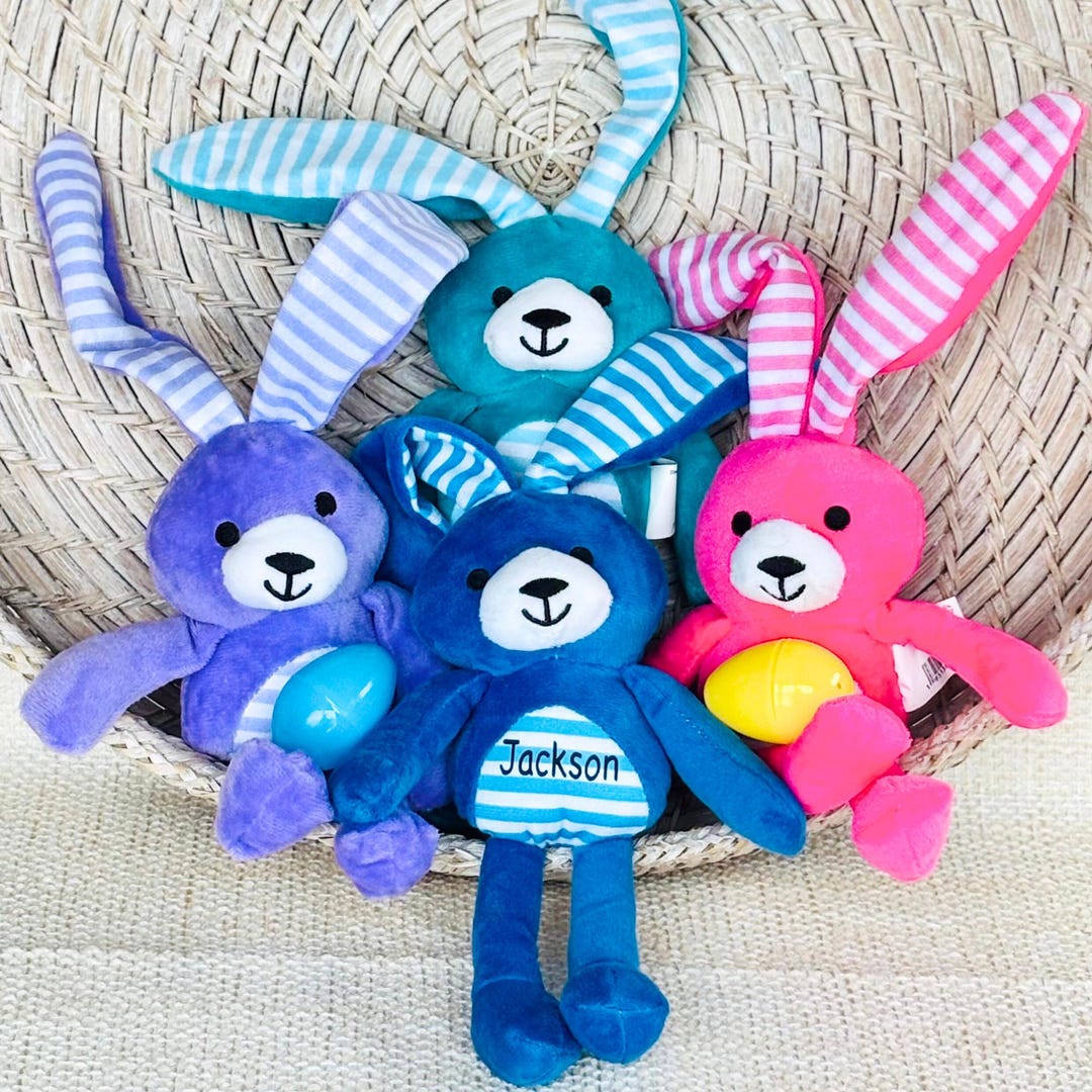 Easter Bunny Plush Personalized Rabbit Basket Stuffer Kids Easter Gift ...