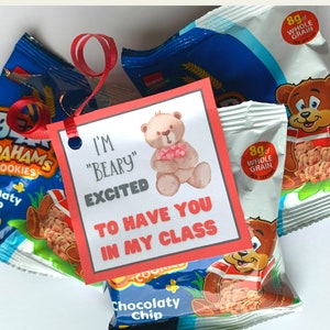 Welcome Back to School Treat Tag to Students From Teacher Beary Excited ...