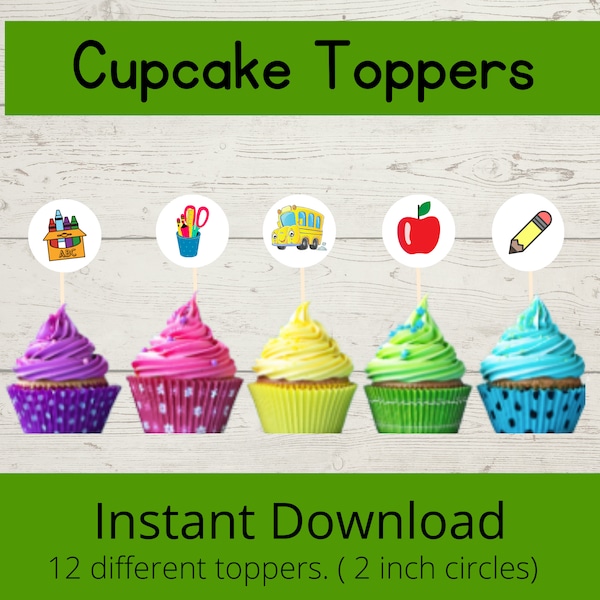 End of School Cupcake Toppers - Etsy