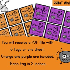 Halloween Treat Bag Tag, Bugs and Kisses, Trick or Treat Favor Tag ...