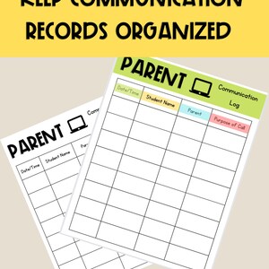 Parent Communication Log / Contact Form Teacher Call Log - Etsy