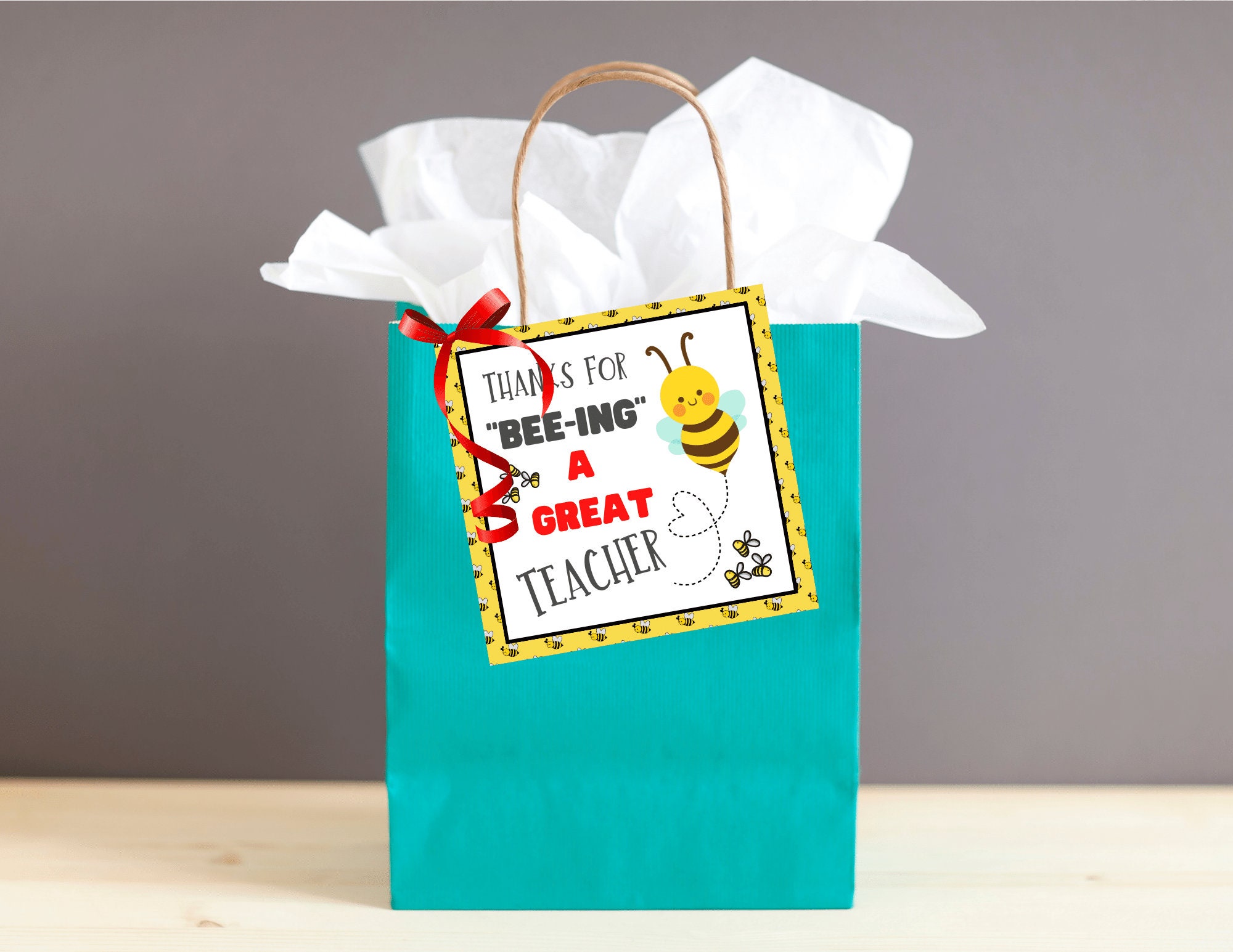 Thanks for Bee-ing A Great Teacher Printable Gift Tag - Etsy