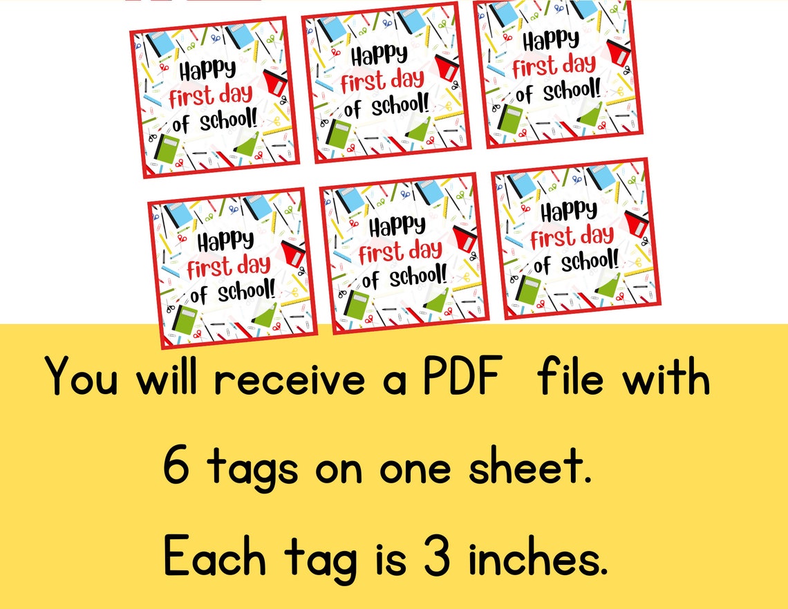 First Day of School Gift Tag Back to School Gift Tag for Students ...