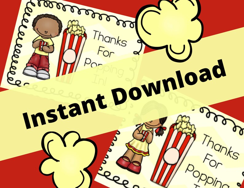 Thanks for popping In Popcorn Tag Welcome Back - Etsy