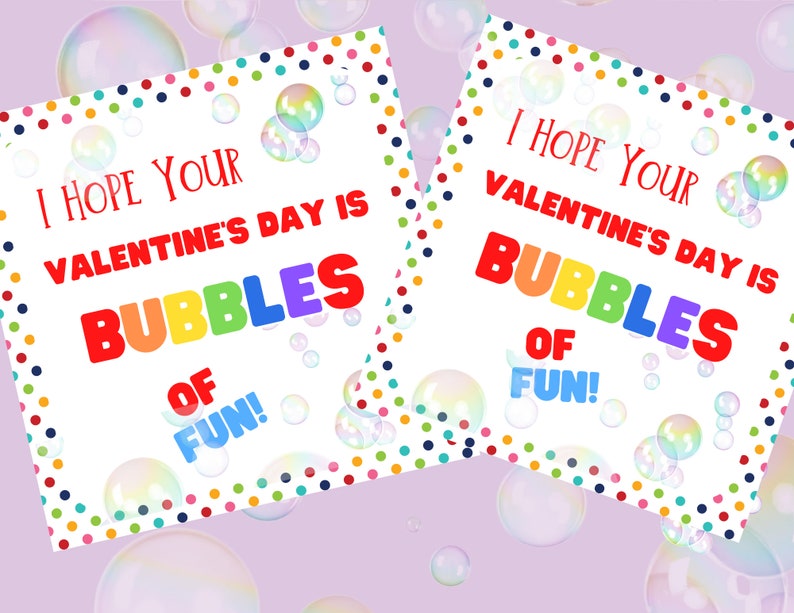 Valentine's Day Printable Bubble Tag Bubbles of Fun - Etsy