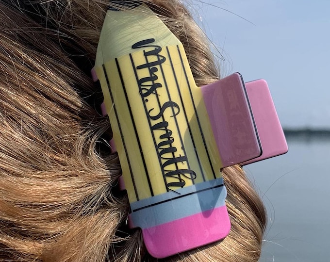 Super Cute Personalized Pencil Hair Clip | Claw Clip | Back to School ...