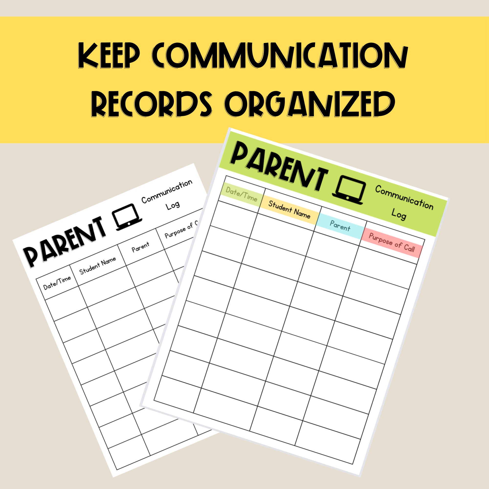 Parent Communication Log Contact Form Teacher Call Log Contact Log ...
