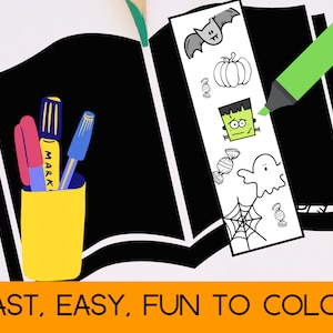 Halloween Doodle Bookmarks Instant Download, Coloring Bookmarks ...