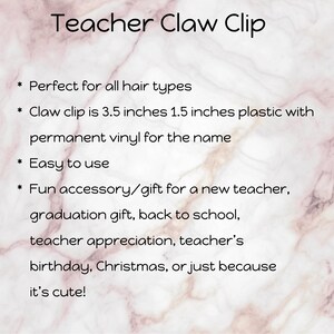 Teacher Hair Claw Clip for Teacher Back to School Gift for New Teacher ...