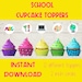 School Theme Cupcake Toppers for Students End of School Year Party for ...