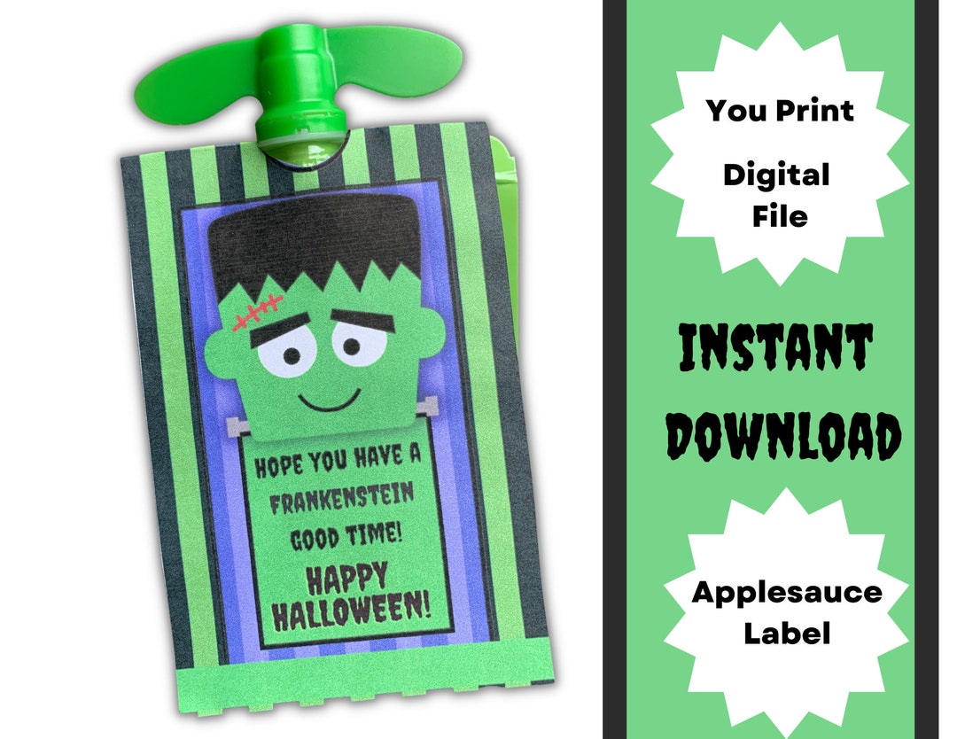 Halloween Treat Applesauce Tag Non Candy Halloween Gift Halloween Party ...