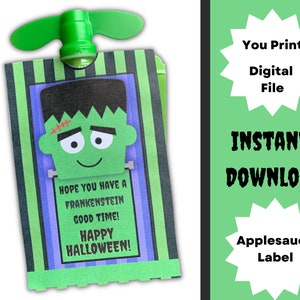 Halloween Treat Applesauce Tag Non Candy Halloween Gift Halloween Party ...