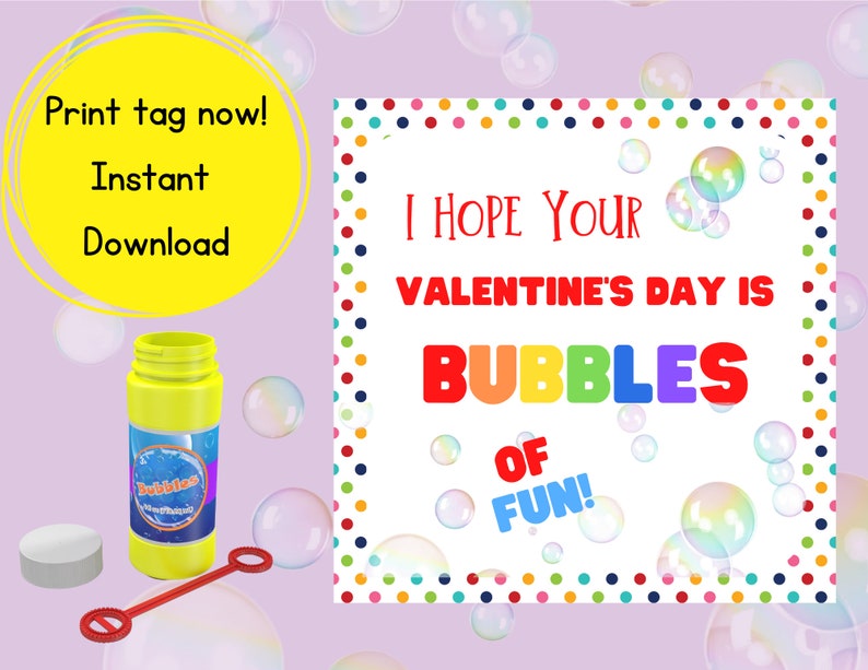 Valentine's Day Printable Bubble Tag Bubbles of Fun - Etsy
