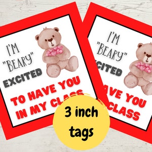 Welcome Back to School Treat Tag to Students From Teacher Beary Excited ...