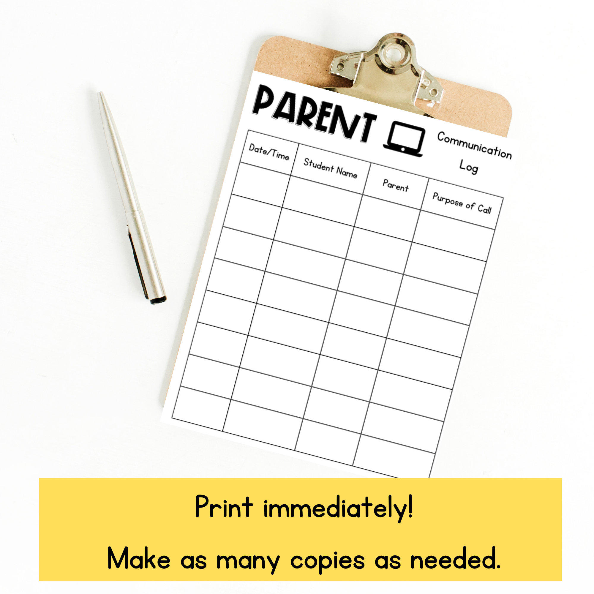 Parent Communication Log Contact Form Teacher Call Log Contact Log ...