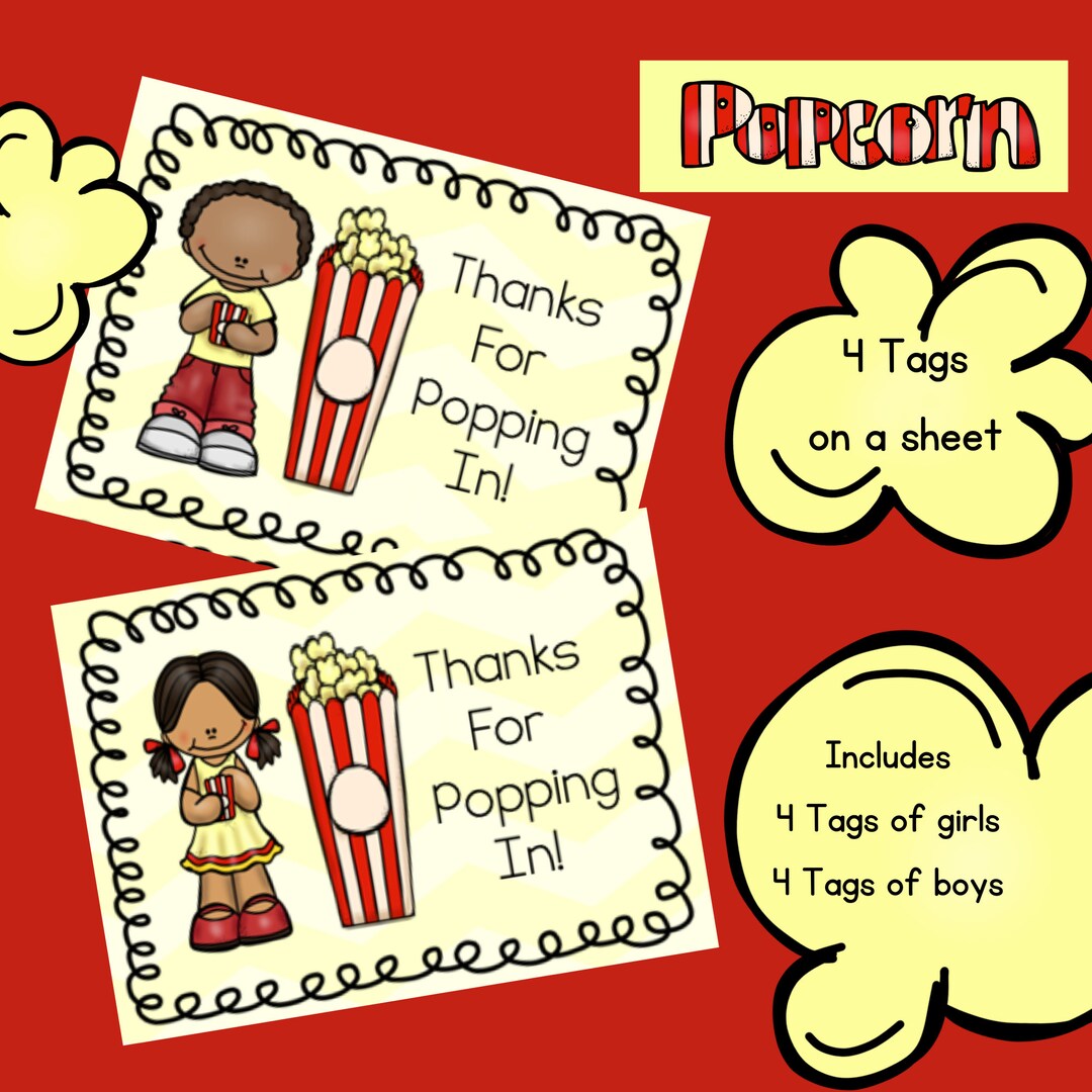 Thanks for Popping in Popcorn Tag Welcome Back to School Meet the ...