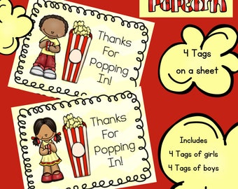Meet the Teacher | Thanks for Popping in Gift Tag - Editable | Popcorn ...