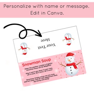 Snowman Soup Label Hot Cocoa Printable Hot Chocolate Christmas Gift ...