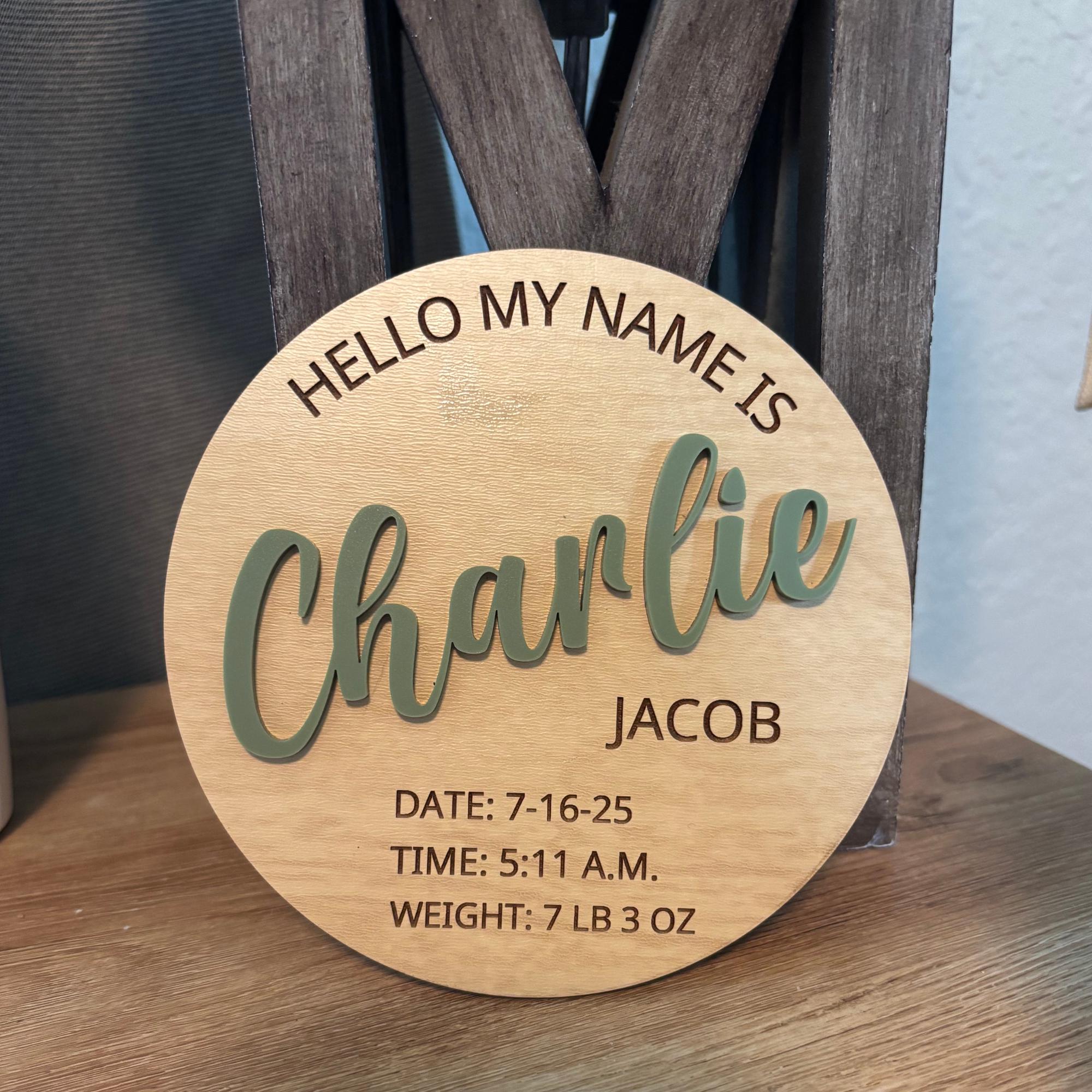 Wooden Birth Stat Sign Hospital Sign Baby Name Reveal Prop Photo ...