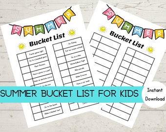 Kids Summer Planner Printable Activity Bucket List Goals - Etsy