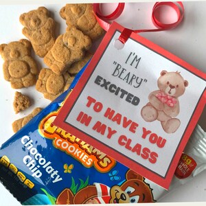 Welcome Back to School Treat Tag to Students From Teacher Beary Excited ...