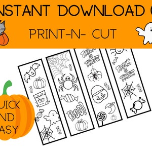 Halloween Doodle Bookmarks Instant Download, Coloring Bookmarks ...